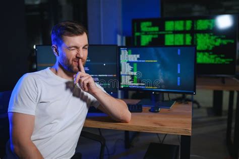 It Technician Person With Technology For Typing Code Future And Data Analytics Stock Image