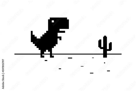 No Internet Connection Pixel Dinosaur Offline Art Bad Connection Vector