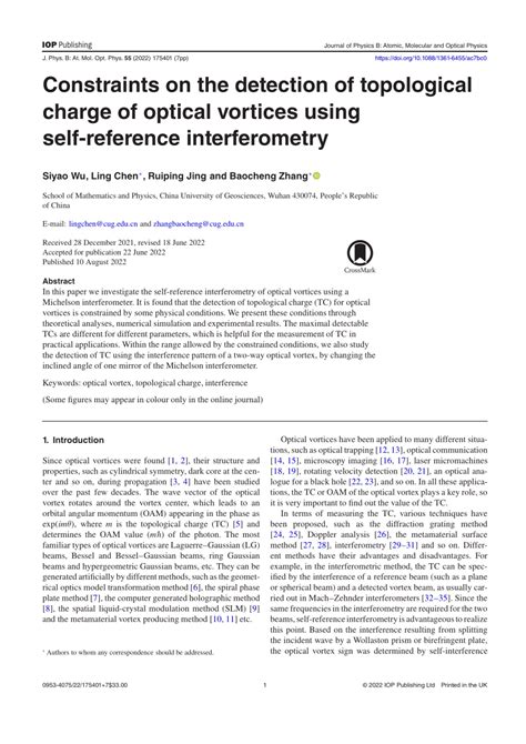 Constraints On The Detection Of Topological Charge Of Optical Vortices Using Self Reference