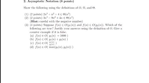 Solved 2 Asymptotic Notation 8 Points Show The Following