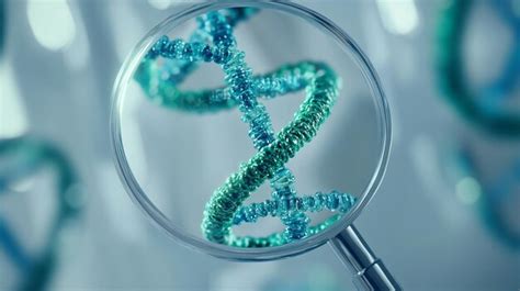 a close up of a dna double helix seen through a magnifying glass