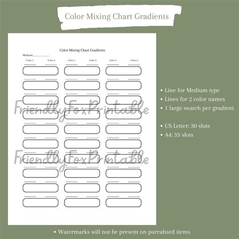 Printable Color Swatch Chart Pack For Colored Pencils Markers Diy Color Swatch Chart Blank Color