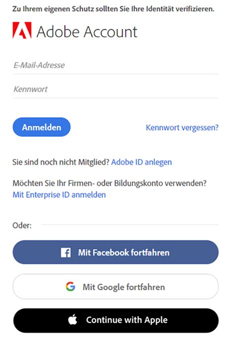 Auf Das Adobe ID Konto Zugreifen