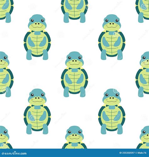 Seamless Pattern With Turtle In Flat Style Stock Vector Illustration Seamless Pattern With Turtle In Flat Style Stock Vector Illustration