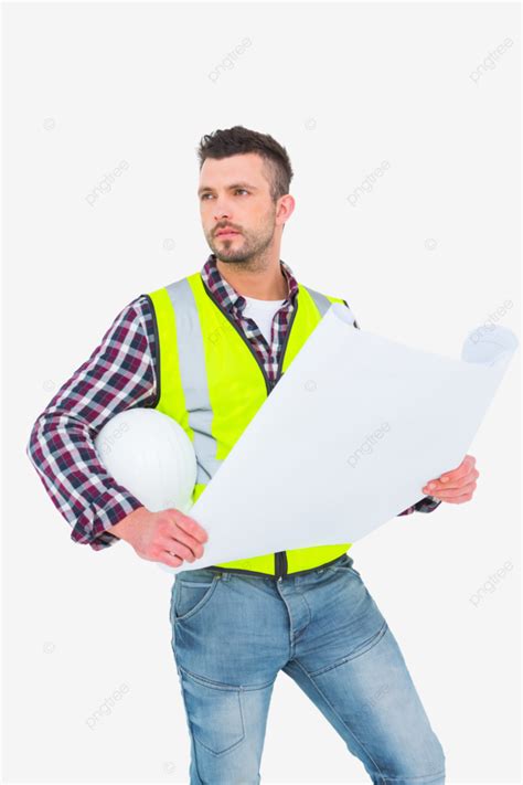 รูปสถาปนิกผู้รอบคอบถือพิมพ์เขียวไว้ Png คนผิวขาว เอกสาร วิชาชีพภาพ Png สำหรับการดาวน์โหลดฟรี