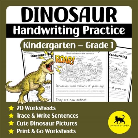 Dinosaurs Handwriting Practice Worksheets Trace And Write Sentences
