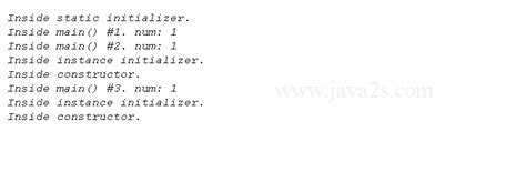 an example of using a static initializer in a class java object oriented design