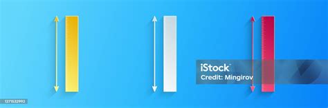 용지가 파란색 배경에 격리된 측정 높이 및 길이 아이콘을 잘라냅니다 눈금자 직선 축척 기호 종이 아트 스타일 벡터 0명에 대한