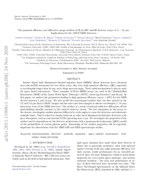 Pdf The Quantum Efficiency And Diffractive Image Artifacts Of Sias