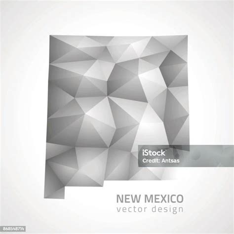 뉴 멕시코 회색과 실버 3d 벡터 모자이크 그림자 삼각형 지도 3차원 형태에 대한 스톡 벡터 아트 및 기타 이미지 3차원 형태 검은색 그늘 Istock