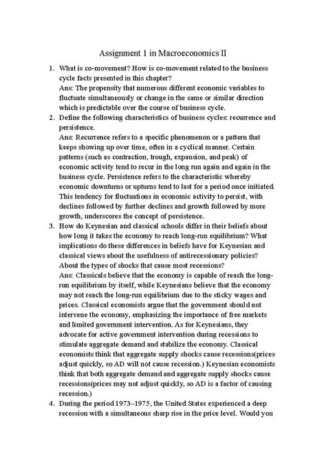 Assignment 1 Theres A Few Critical Conceptual Questions Of Macroeconomic Chapter 8