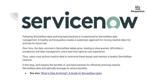 PPT Perspectium ServiceNow Data Archiving Best Practices PowerPoint Presentation ID