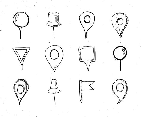 Premium Vector Map Pointers Sketch Set Navigation Pins Doodle Vector Illustration