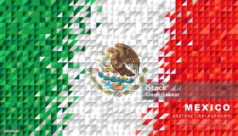 멕시코 플래그 멕시코 국기의 화려한 녹색 흰색과 빨간색 줄무늬의 형태로 작은 삼각형의 추상적 인 배경 멕시코 국기에 대한 스톡 벡터 아트 및 기타 이미지 Istock
