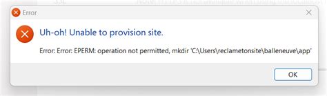 “uh Oh Unable To Provision Site” Error Windows 11 Support Local