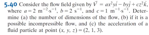 Solved Consider The Flow Field Given By V Ax Yi Byj Chegg