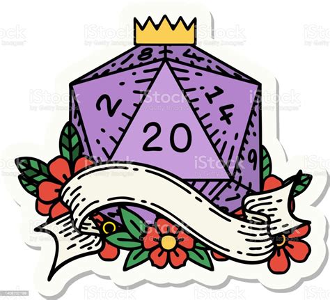 천연 스무 D20 주사위 롤 스티커 굴리기에 대한 스톡 벡터 아트 및 기타 이미지 굴리기 문신 미술품 Istock