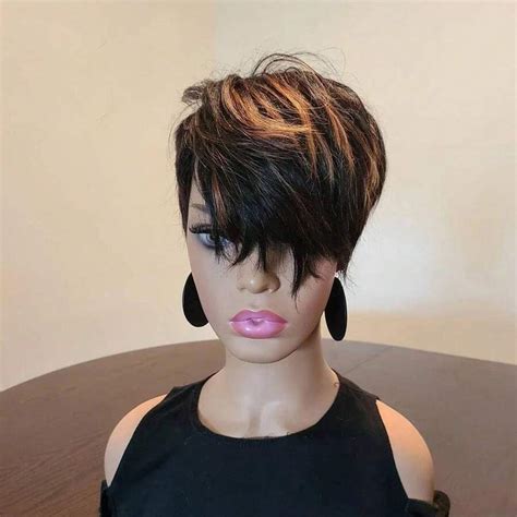 Peruca Corte Pixie Para Mulheres Cabelo Humano Cor 1b30 Perucas