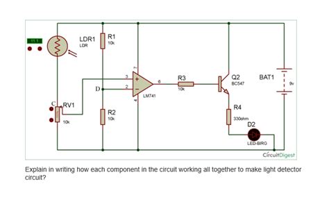 Solved 111 Ldr1 Ldr R1 10k 3 R3 Q2 Bc547 Bat1 Sv D 2