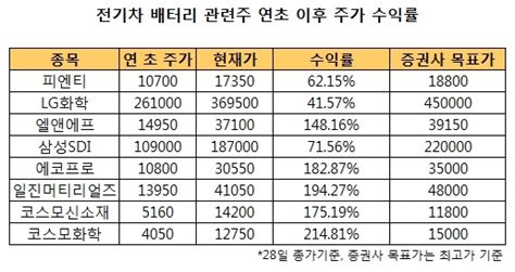 확대되는 전기차 시장전기차 배터리 관련주 주가 훨훨