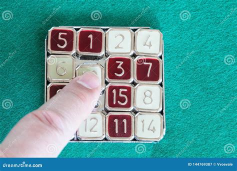 Finger Slides Tile In 15 Puzzle Sliding Puzzle Stock Image Image Of