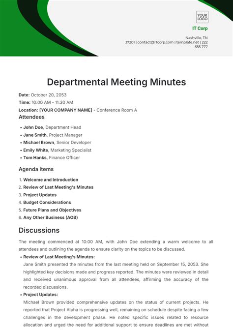 Free Committee Meeting Minutes Templates Editable And Printable