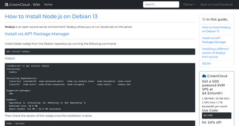 Crowncloud Wiki How To Install Node Js On Debian 13