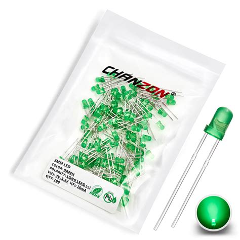 Diffused 3mm Led Diode Kit White Red Green Blue Yellow Orange 2v 3v Bulb Light Emitting