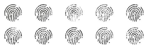 Finger Print Thumbprint Silhouette Icon Set Biometric Identification Pictogram Id Symbol