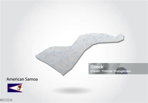 어두운 배경에 다각형 스타일의 트렌디 한 삼각형 디자인 현대 3d 종이 컷 아트 스타일의지도 모양과 미국 사모아의 벡터지도 레이어드 페이퍼크래프트 컷아웃 디자인 0명에 대한