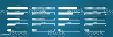 하중의 진행률 막대입니다 다운로드의 디지털 상태 파란색 배경에 로드의 흰색 인터페이스 컴퓨터 인터넷 및 앱에서 대기를 위한