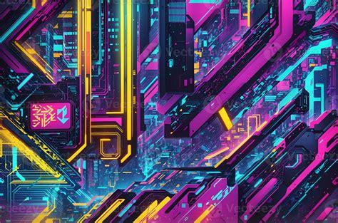 Abstract Colorful Illustration Cyberpunk Style Background And