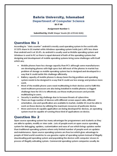 assignment number 1 pdf operating system microsoft windows