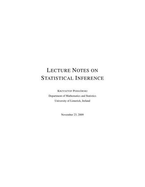 Lecture Notes On Statistical Inference
