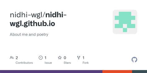 Github Nidhi Wglnidhi About Me And Poetry
