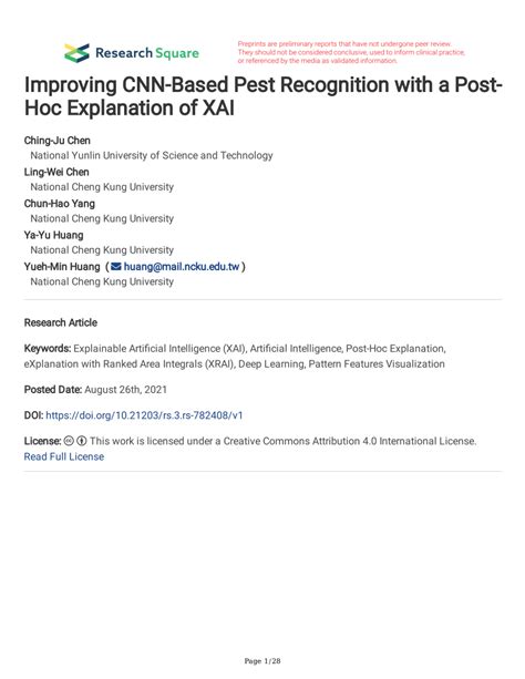 Pdf Improving Cnn Based Pest Recognition With A Post Hoc Explanation Of Xai
