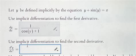 solved let y ﻿be defined implicitly by the equation