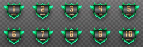 판타지 그린 및 골드 테마 게임 Gui 게임 Ui 디자인을 위한 레벨 업 배지 3차원 형태에 대한 스톡 벡터 아트 및 기타 이미지 3차원 형태 Brand Name