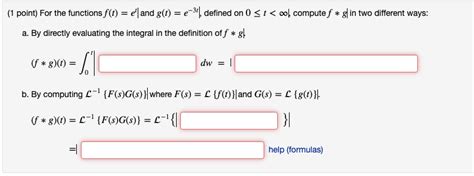 Solved Point For The Functions F T Et∣ And G T E−3t