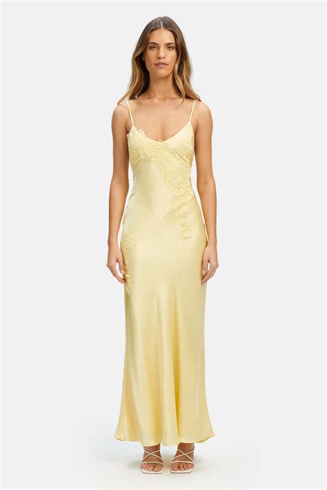 Avoco Lace Detail Midi Dress In Canary Yellow Prom Dress Inspiration