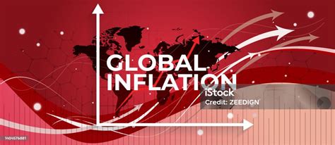글로벌 인플레이션 그래프 설계 및 원자재 가격 상승 경제 충돌 개념 세계지도와 함께 내려가는 빨간색 그래프 화살표 석유 및 식품