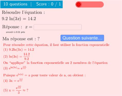 Résoudre Des équations Avec Le Logarithme Et Lexponentielle Geogebra