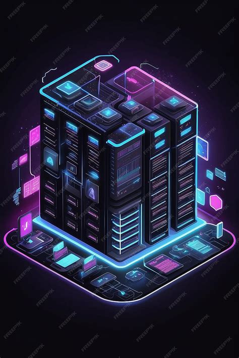 Isometric Data Center Server Room Cloud Storage And Big Data Security Concept Premium Ai
