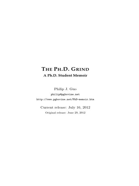 The Phd Grind Philip J Guo Pdf Personal Computers Software Bug