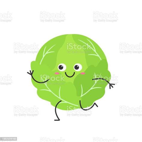 양배추 실행 캐릭터 만화 감정 기쁨 행복 미소 얼굴 아이콘 야채 아름다운 벡터 일러스트 건강한 식생활에 대한 스톡 벡터 아트 및 기타 이미지 건강한 식생활 귀여운