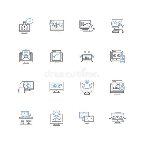engineering line icons collection design construction development
