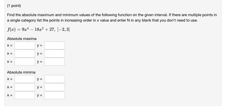 Solved 1 ﻿pointfind The Absolute Maximum And Minimum