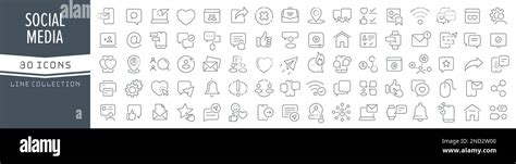 Social Media Line Icons Collection Big Ui Icon Set In A Flat Design Thin Outline Icons Pack