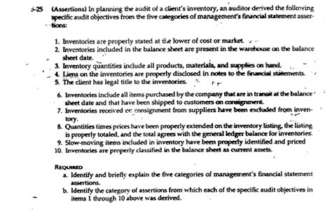 Solved S Assertions In Planning The Audit Of A Client S Chegg Com