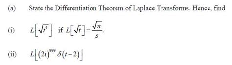 Solved A State The Differentiation Theorem Of Laplace